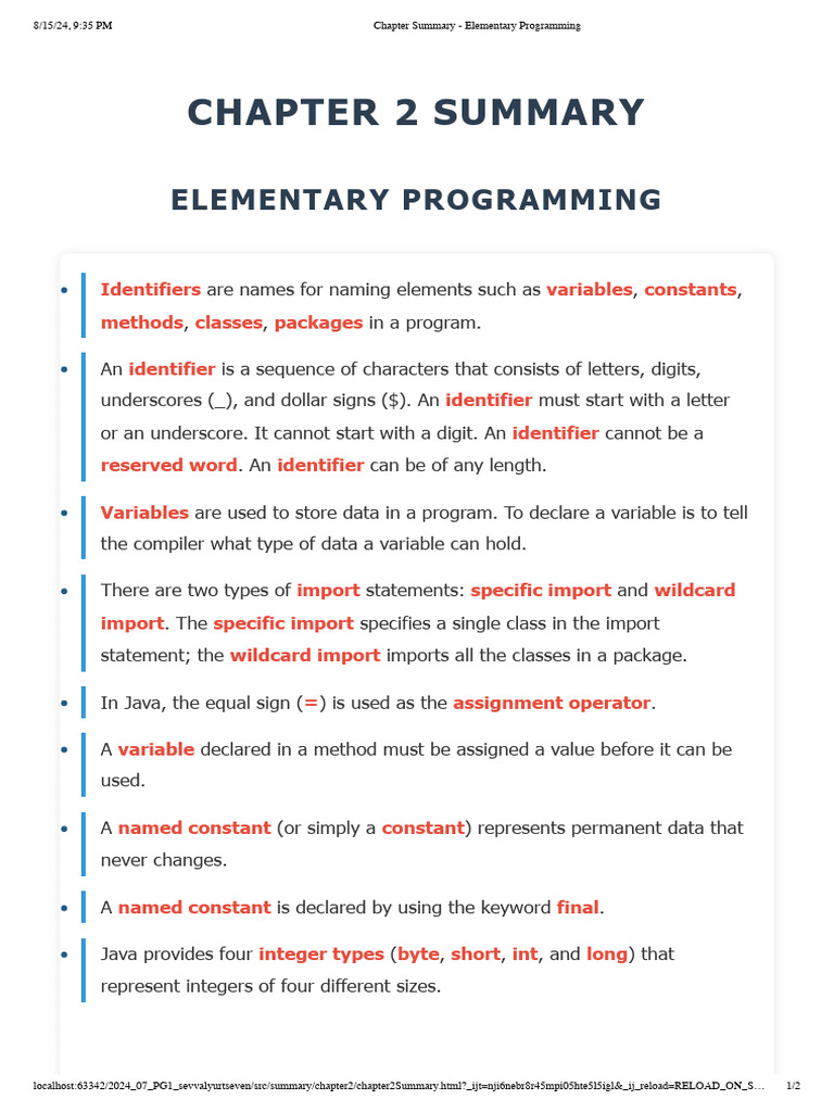 Elementary Programming | PDF | Data Type | Integer (Computer Science)