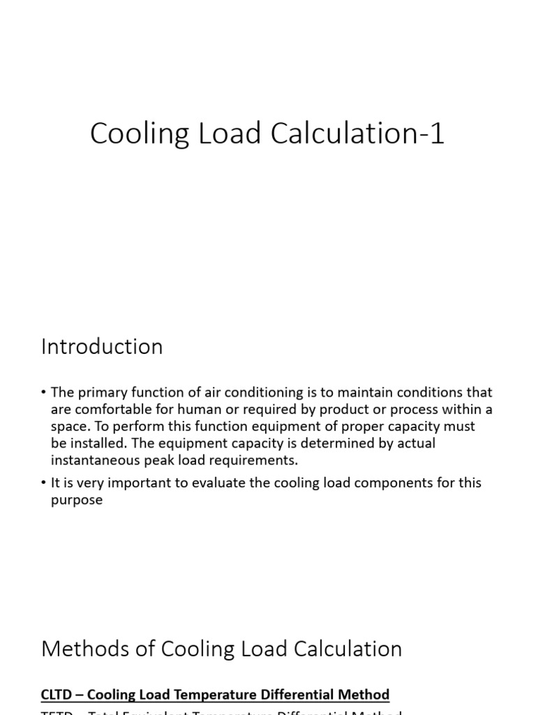 Cooling Load Calculation Methods | PDF
