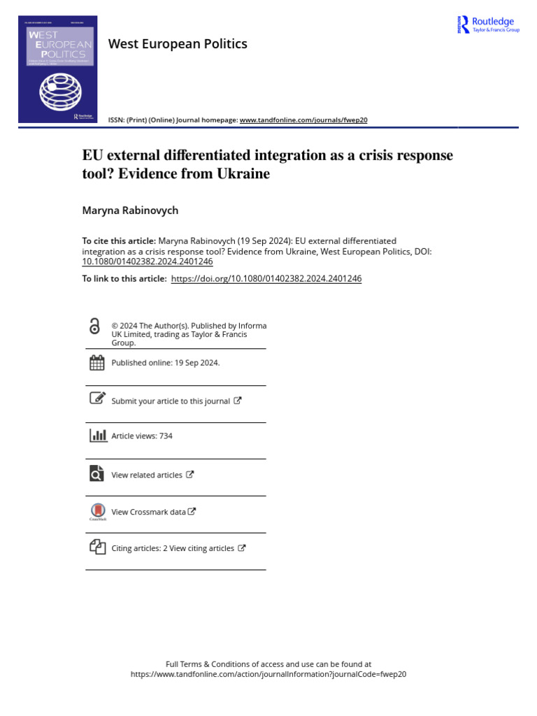 EU External Differentiated Integration As A Crisis Response Tool ...