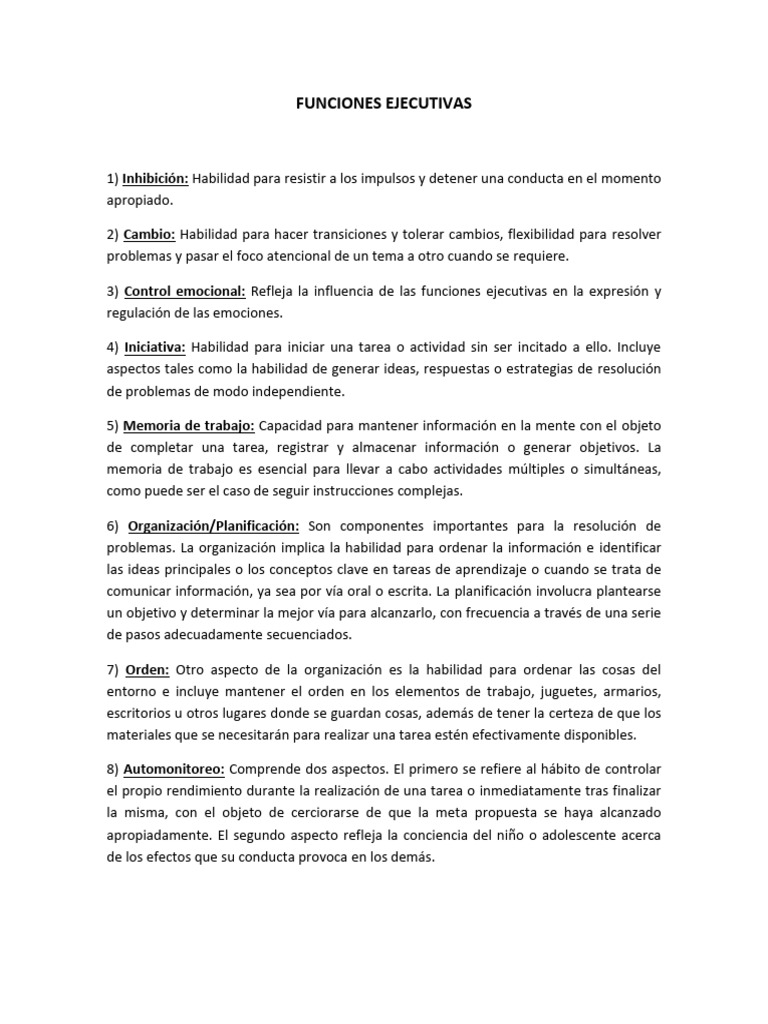 Funciones Ejecutivas | PDF