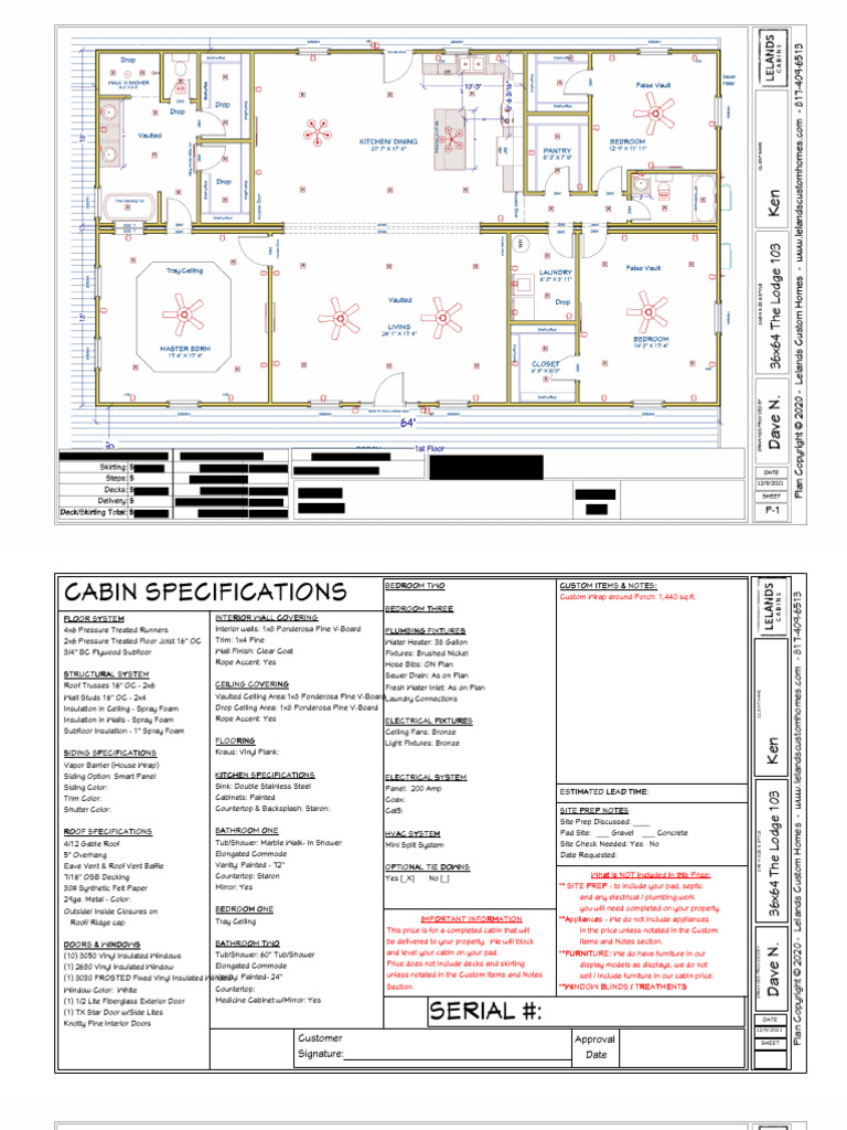 36x64 Custom Cabin by Leland | PDF | Building Materials | Building ...
