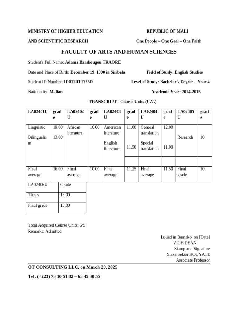 Relevé de Maîtrise NNNNN | PDF