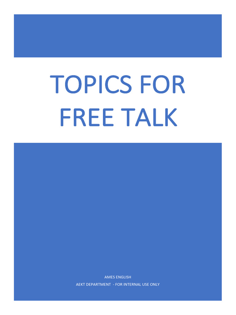 Topics For Freetalk | PDF | Lunch | Dictionary