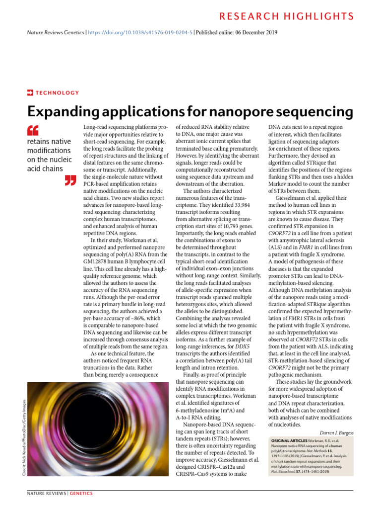 Expanding Applications For Nanopore Sequencing | PDF | Dna Sequencing | Microsatellite