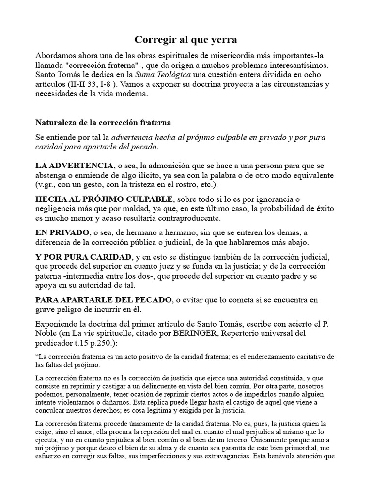Corrección Fraterna: Guía Práctica y Doctrinal | PDF | Pecado | Tomás ...
