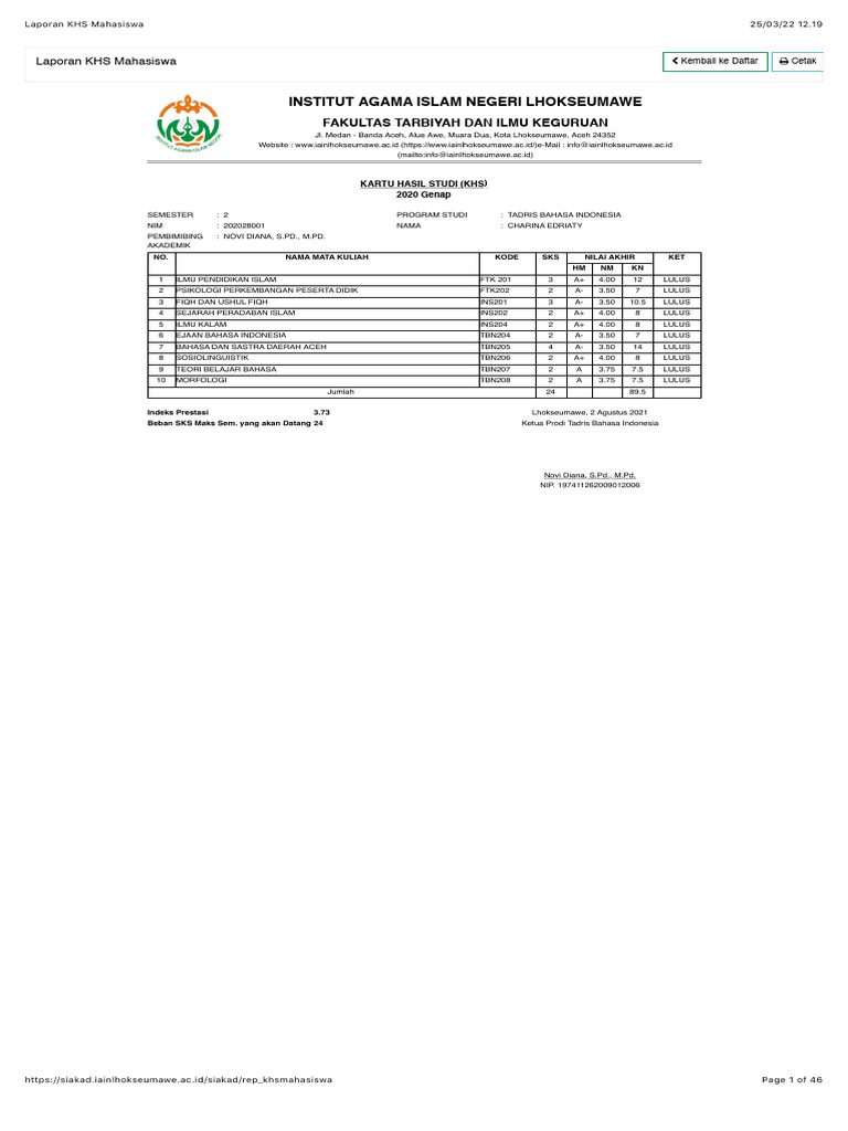 KHS 2020 Genap Ii | PDF