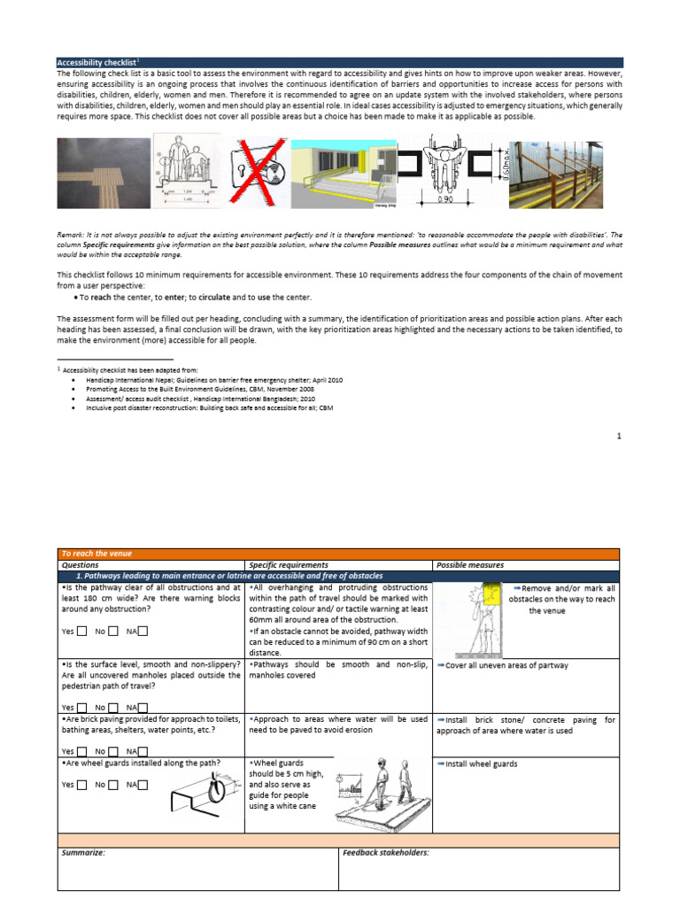 Accessibility Checklist Acap | PDF | Stairs | Accessibility