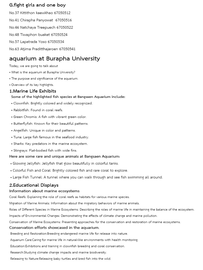 Presentation Script | PDF | Conservation Biology | Fish