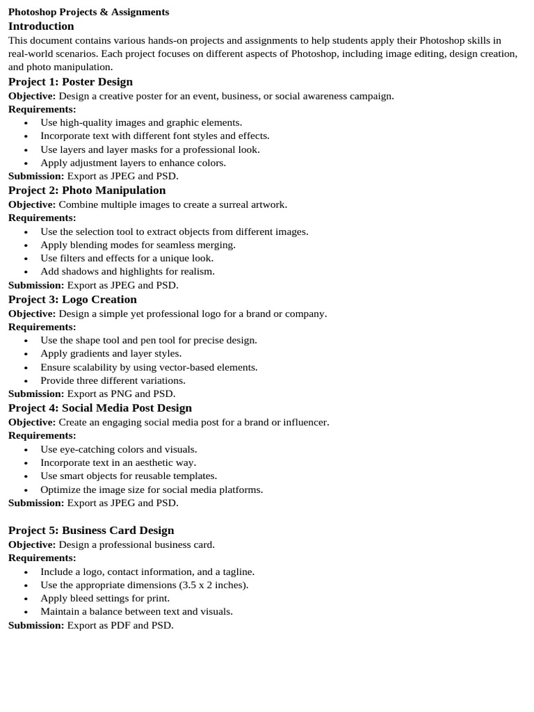 Photoshop Projects & Assignments | PDF