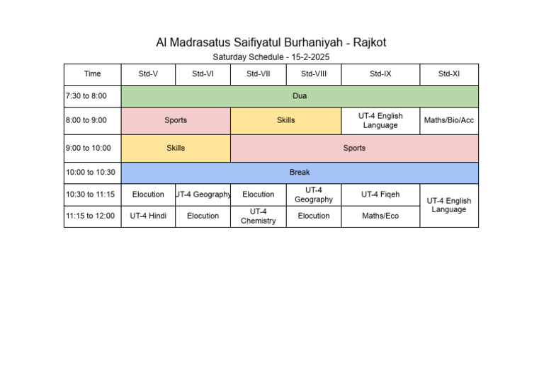 Saturday Schedule | PDF
