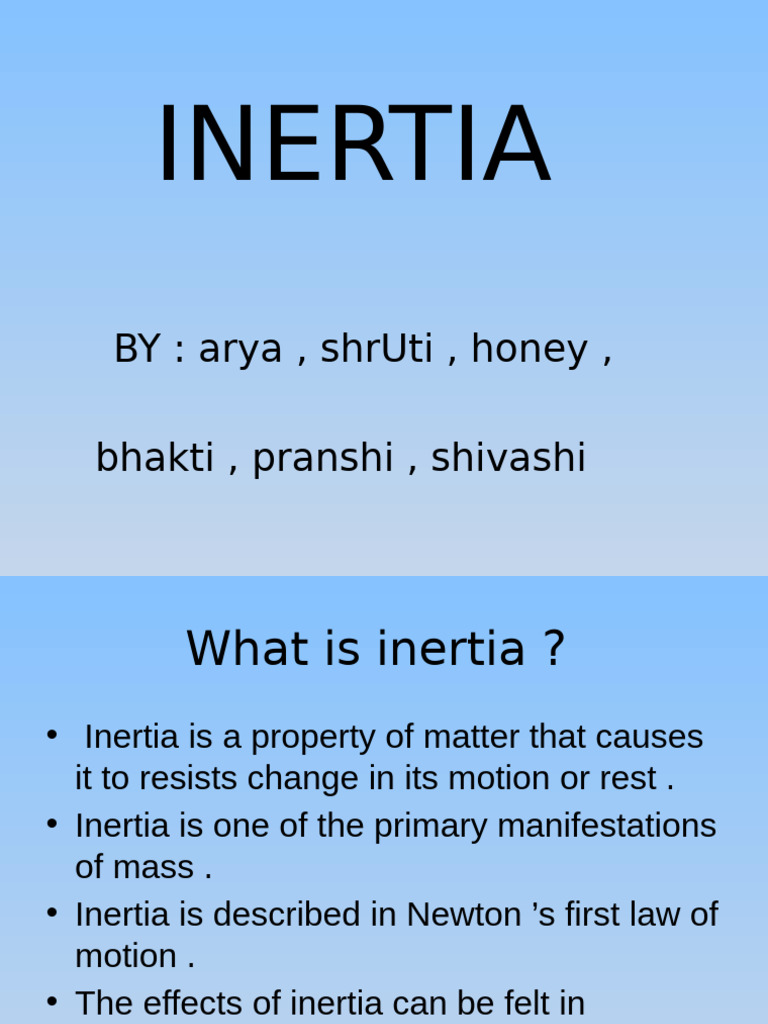 Class 9 - Group 5 (Inertia) | PDF