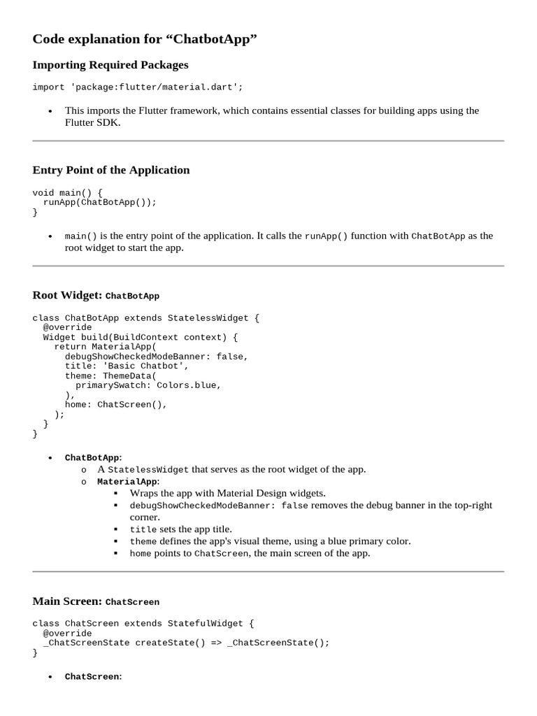 Code explanation for chatbot | PDF | Mobile App | System Software