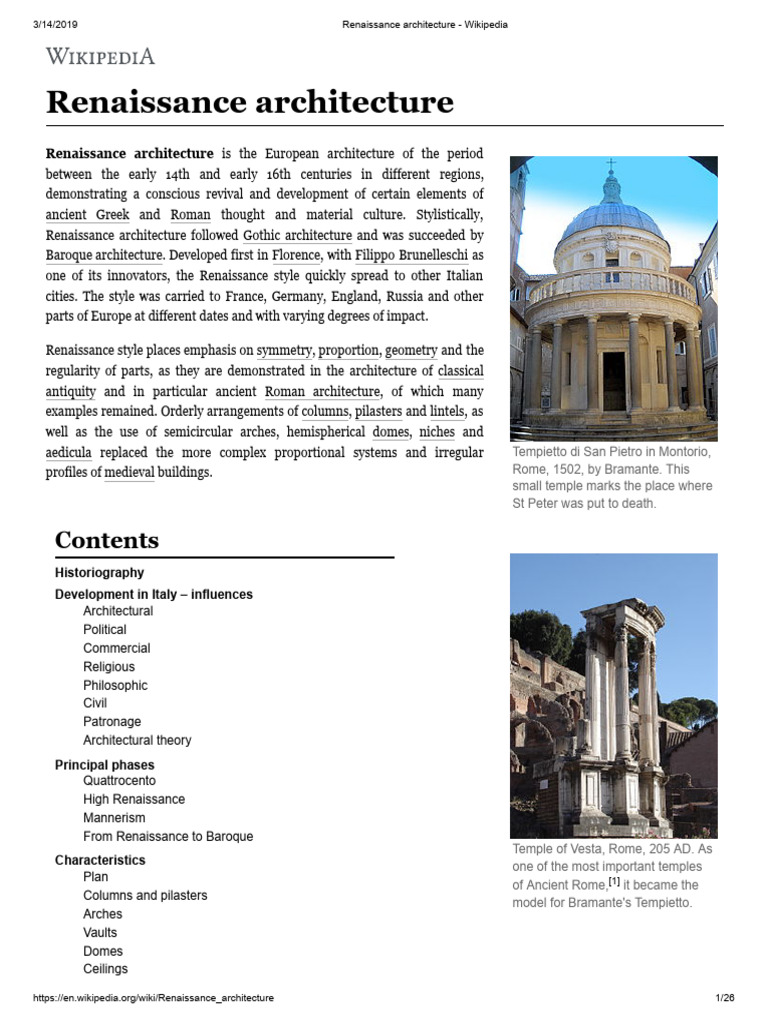 Renaissance Architecture - Wikipedia | PDF | Renaissance | Gothic ...
