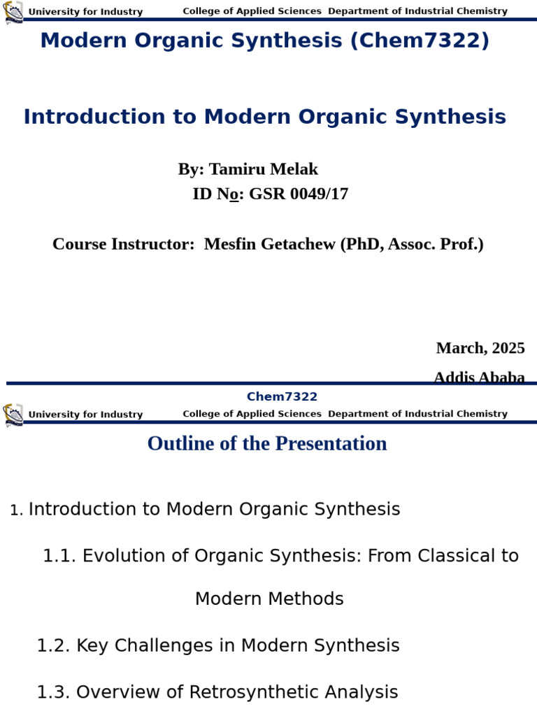 Modern Organic Synthesis Overview | PDF | Organic Synthesis | Organic ...