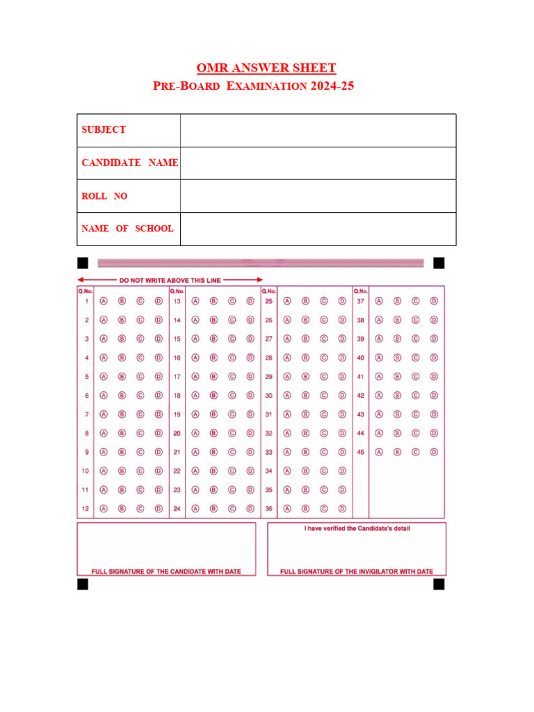 Omr Pre-Board | PDF