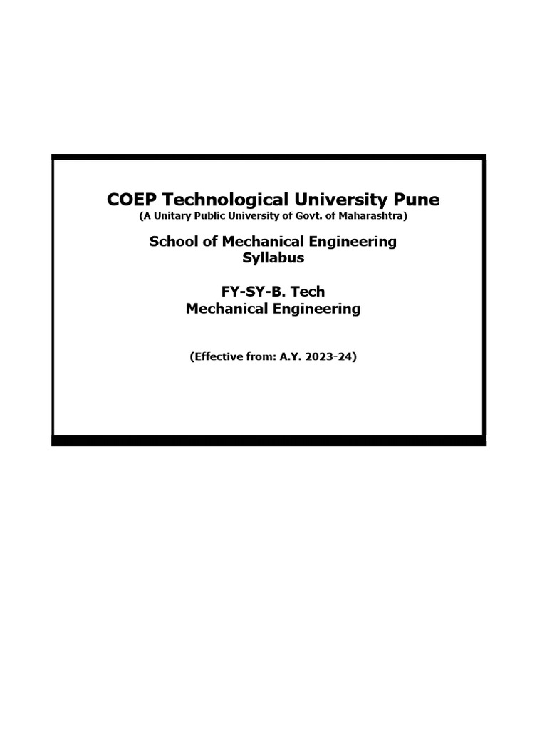 COEP NEP-syllabus-FY-SY-MechEngg-prog-18-12-2024-1 | PDF | Heat | Bending
