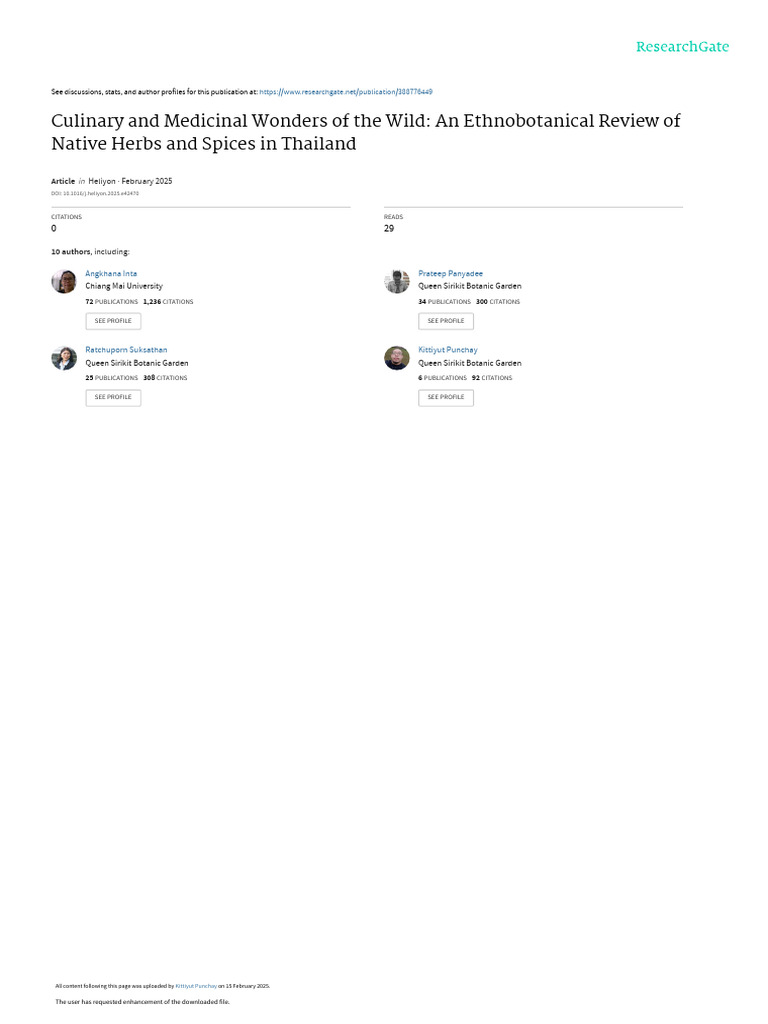 Ethnobotanical Review of Thai Herbs | PDF | Ethnobotany | Ginger