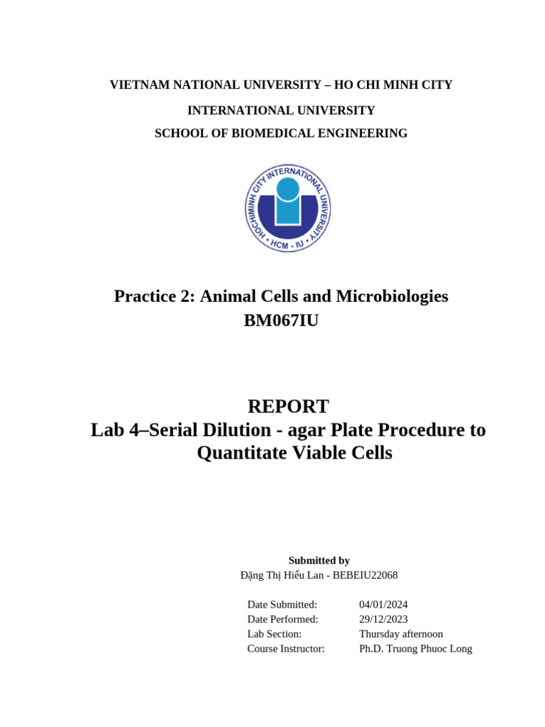 Viable Cell Count via Serial Dilution | PDF | Bacteria | Biology