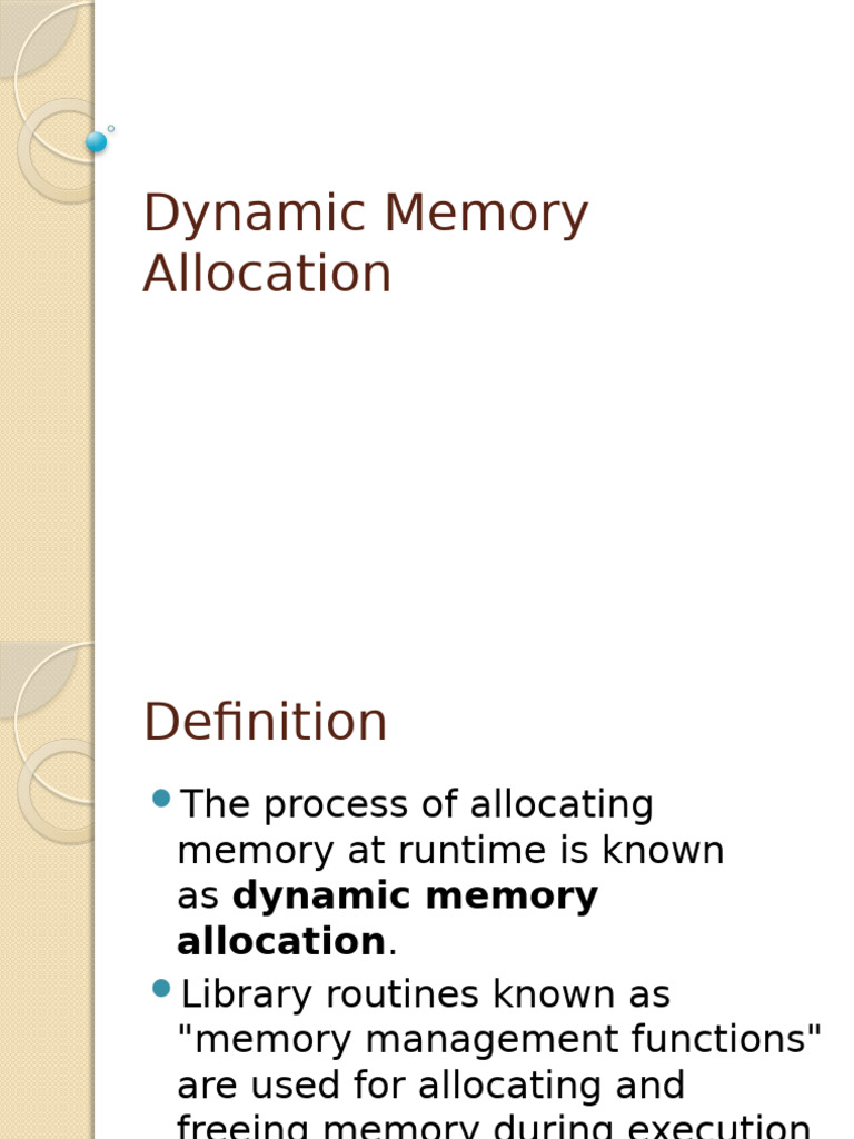 Dynamic Memory Allocation v1 12102017 | PDF