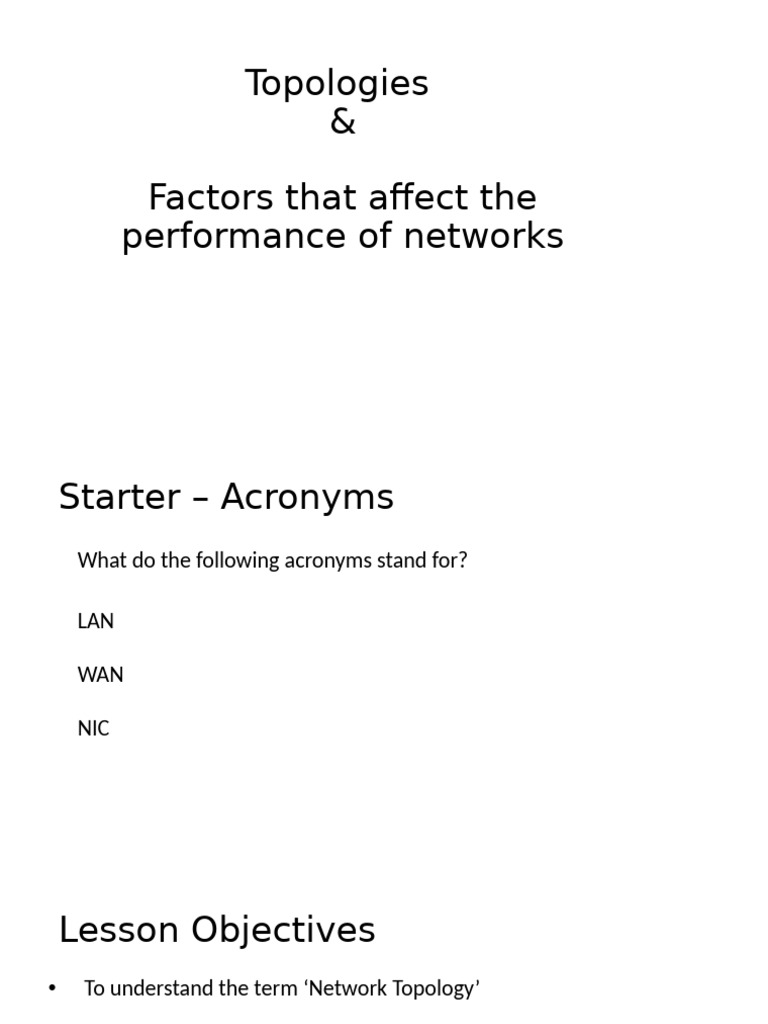 Topologies - Factors That Affect Network Performance | PDF | Network Topology | Computer Network