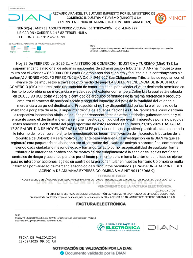 DIAN C.C 4.946.927 AndresAdolfoPerezYucuma ...