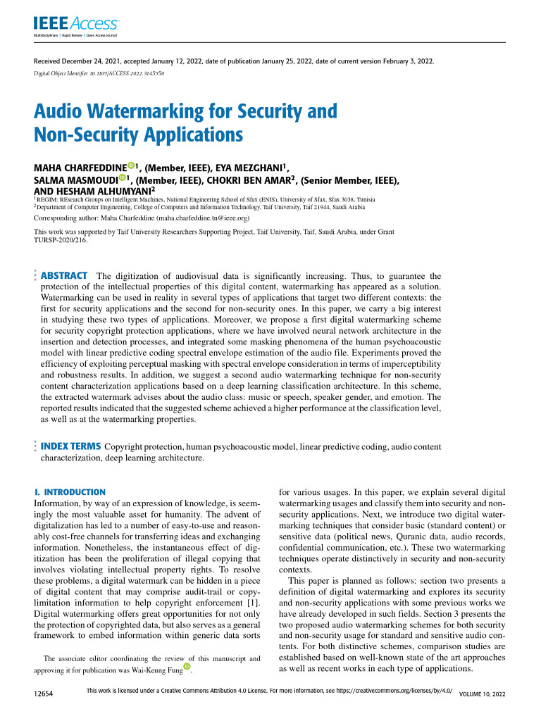 Audio Watermarking For Security and Non-Security Applications | PDF ...
