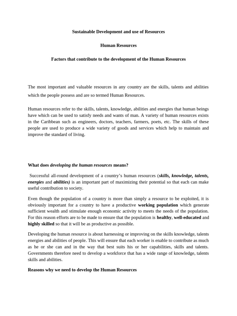 Sustainable Development and Use of Resources | PDF | Resource | Human ...