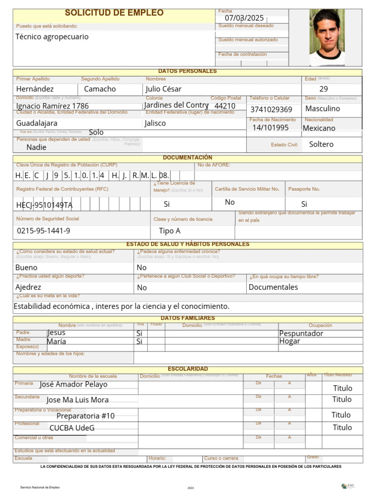 Sne Solicitud de Empleo Plantilla PDF.pdf 20250306 193455 0000 | PDF