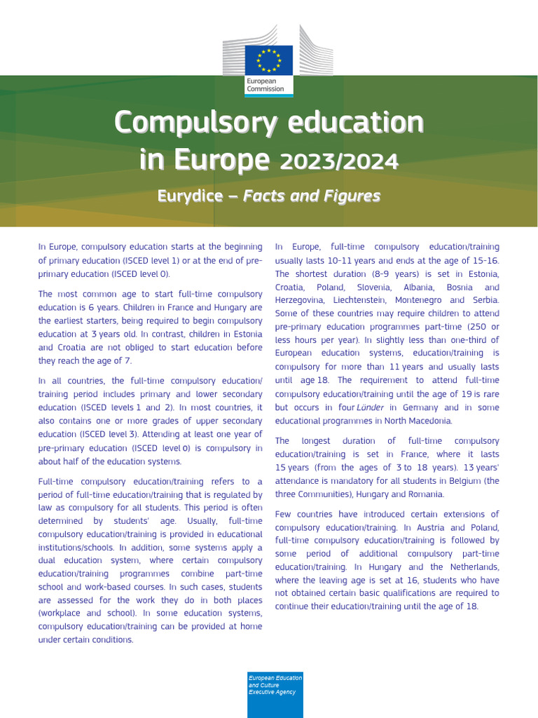 Compulsory Education in europe-ECAP23001ENN | PDF | Vocational ...
