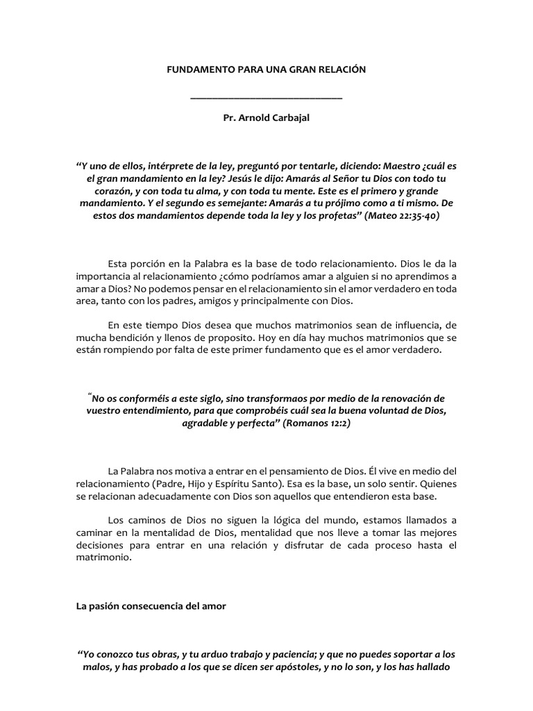 Fundamento para Una Gran Relación 220225 | PDF | Amor | Creencia religiosa y doctrina