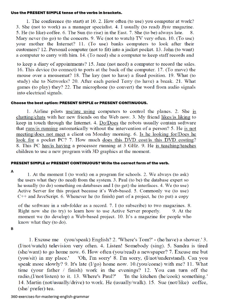 Practice - Present Simple and Continuous | PDF