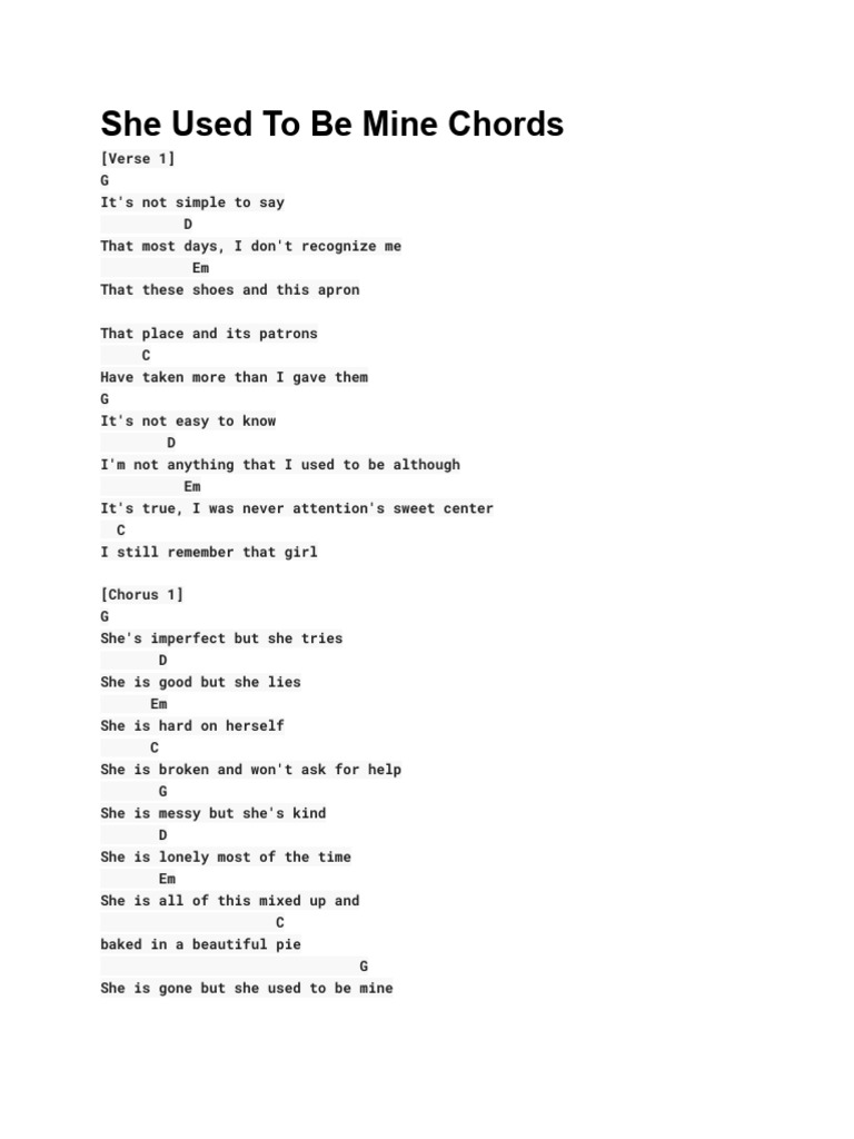 She Used To Be Mine Chords | PDF