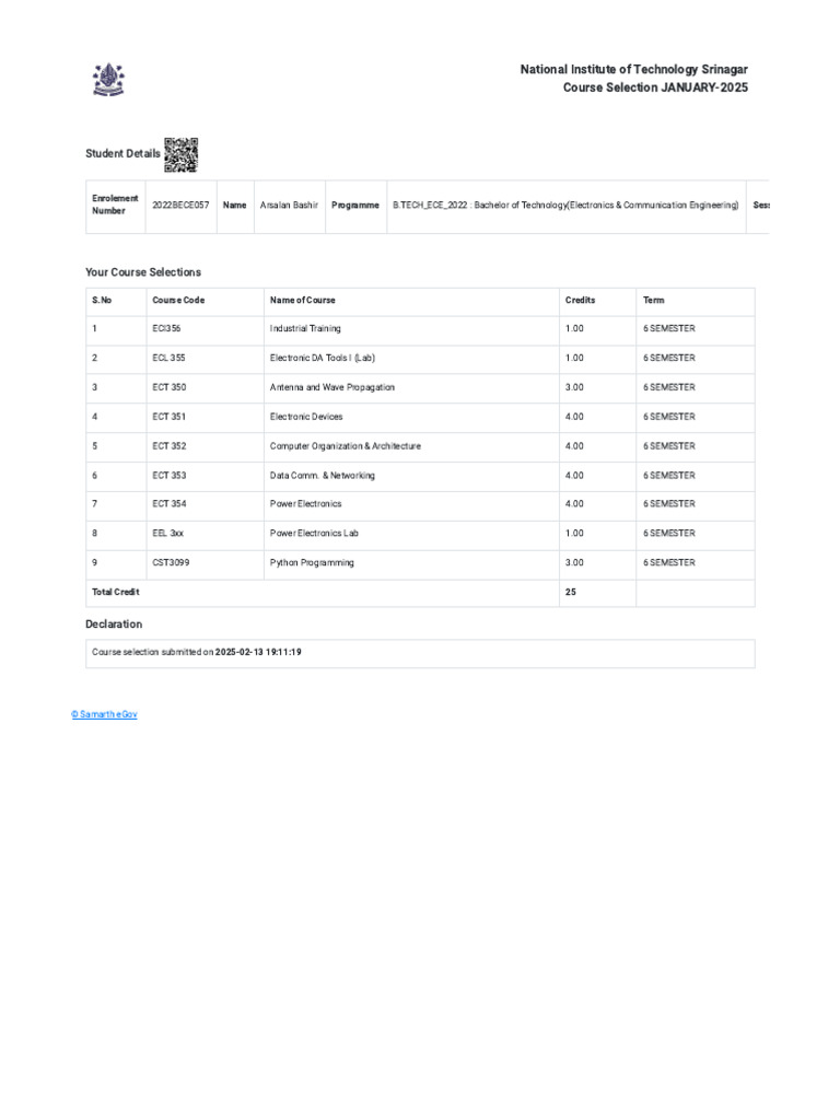 6th Sem Course | PDF