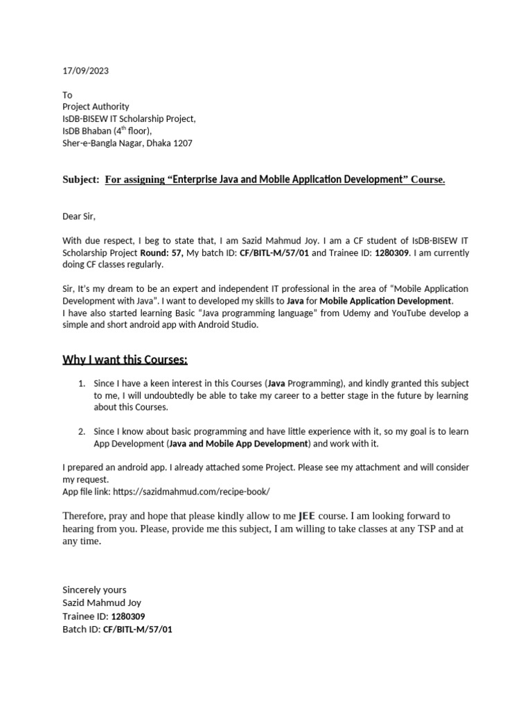 Letter-for-Sazid-IDB 2 | PDF