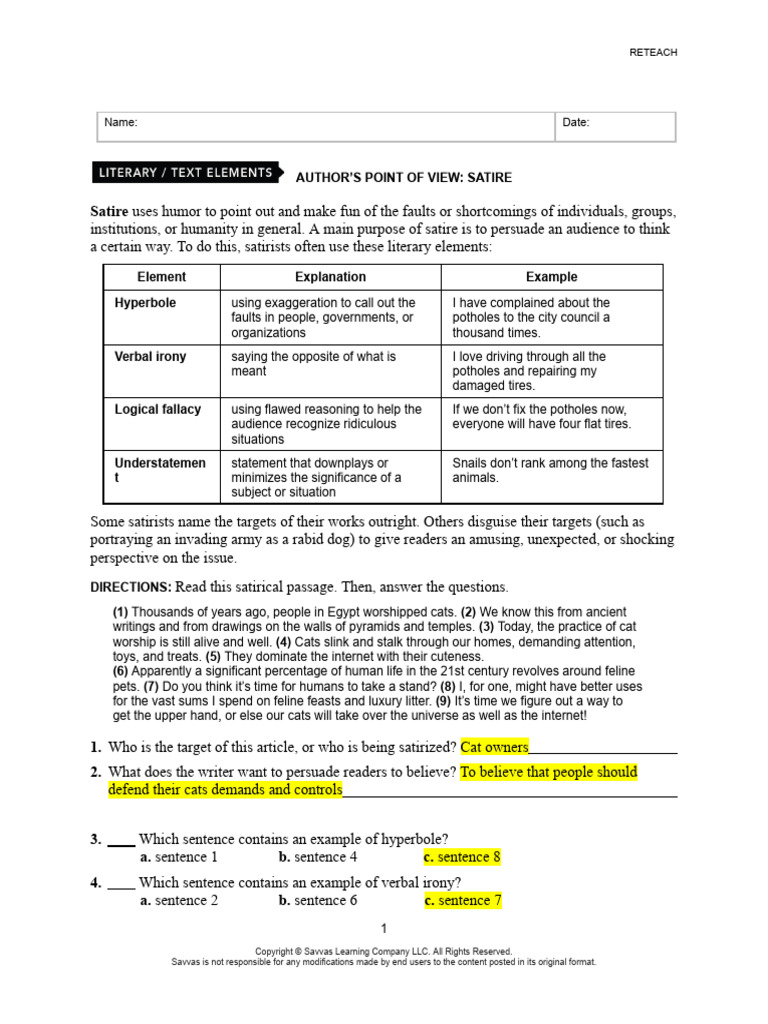 Authors Point of View Satire From Gullivers Travels ENG 5 | PDF | Satire