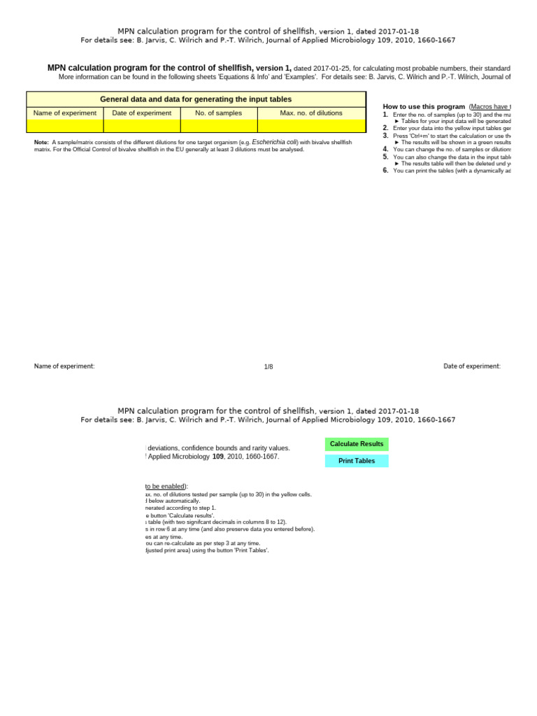 MPN Calculation Program for Shellfish | PDF | Applied Mathematics