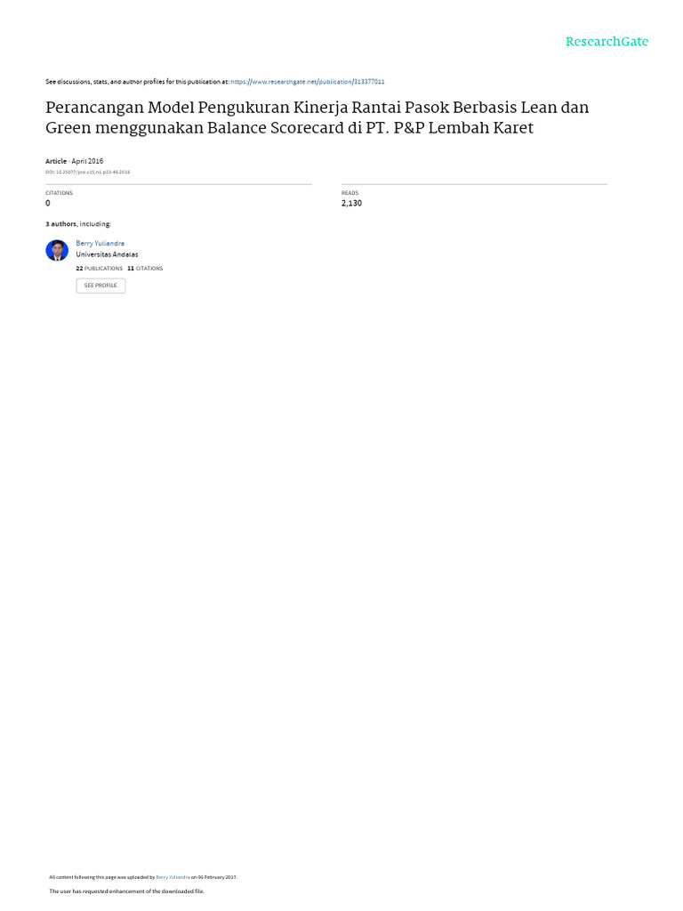 33-46 Perancangan Model Pengukuran Kinerja Rantai Pasok | PDF