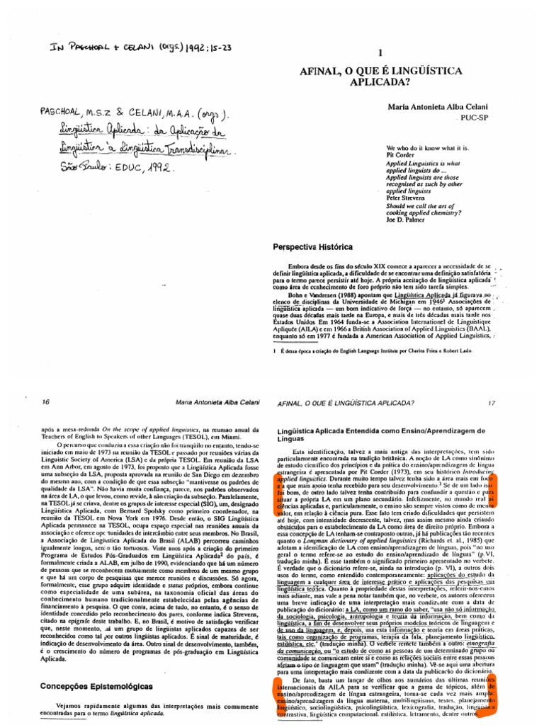 CELANI - Afinal o Que É Linguistica Aplicada | PDF