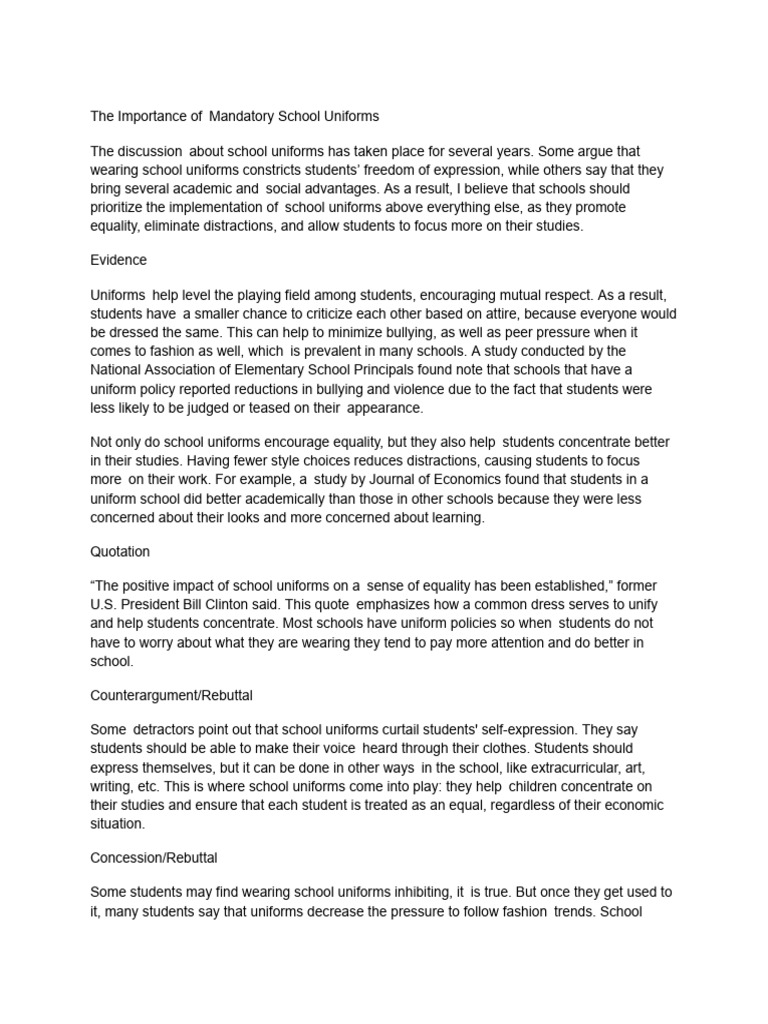 Benefits of Mandatory School Uniforms | PDF | Social Policy | Social ...