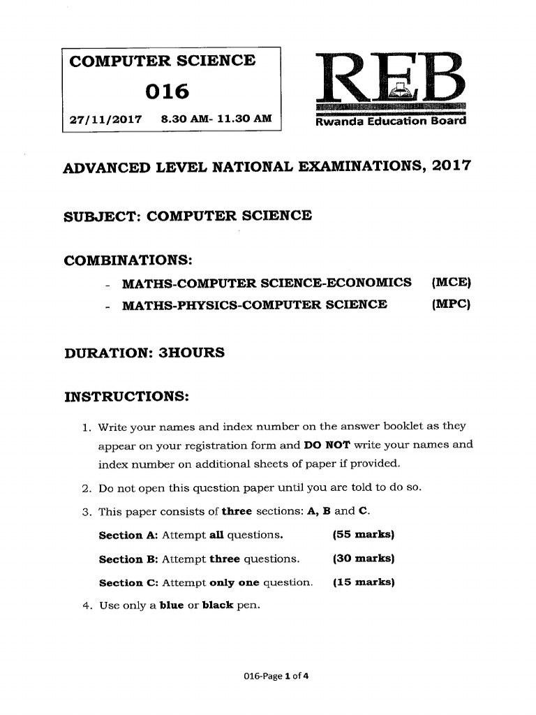 2017 Computer Science MCE MPC | PDF