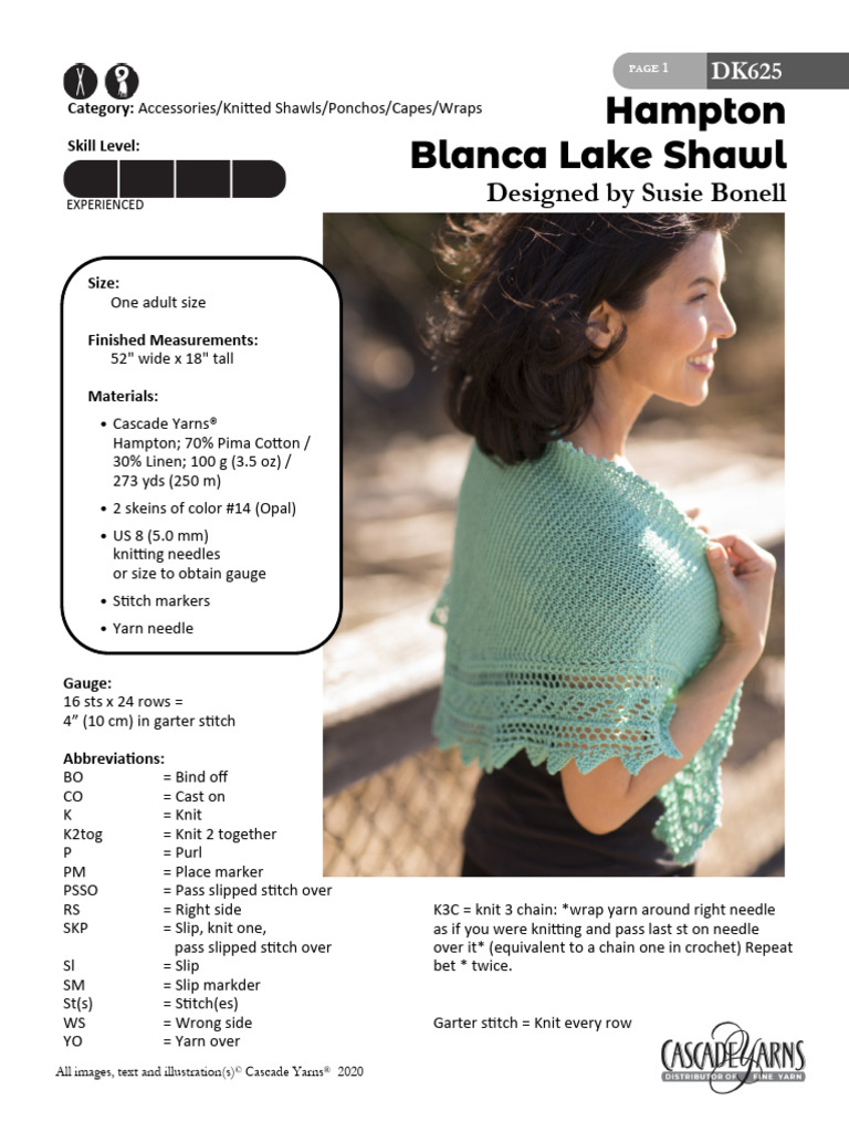 DK625 Hampton BlancaLakeShawl | PDF | Knitting | Crafts