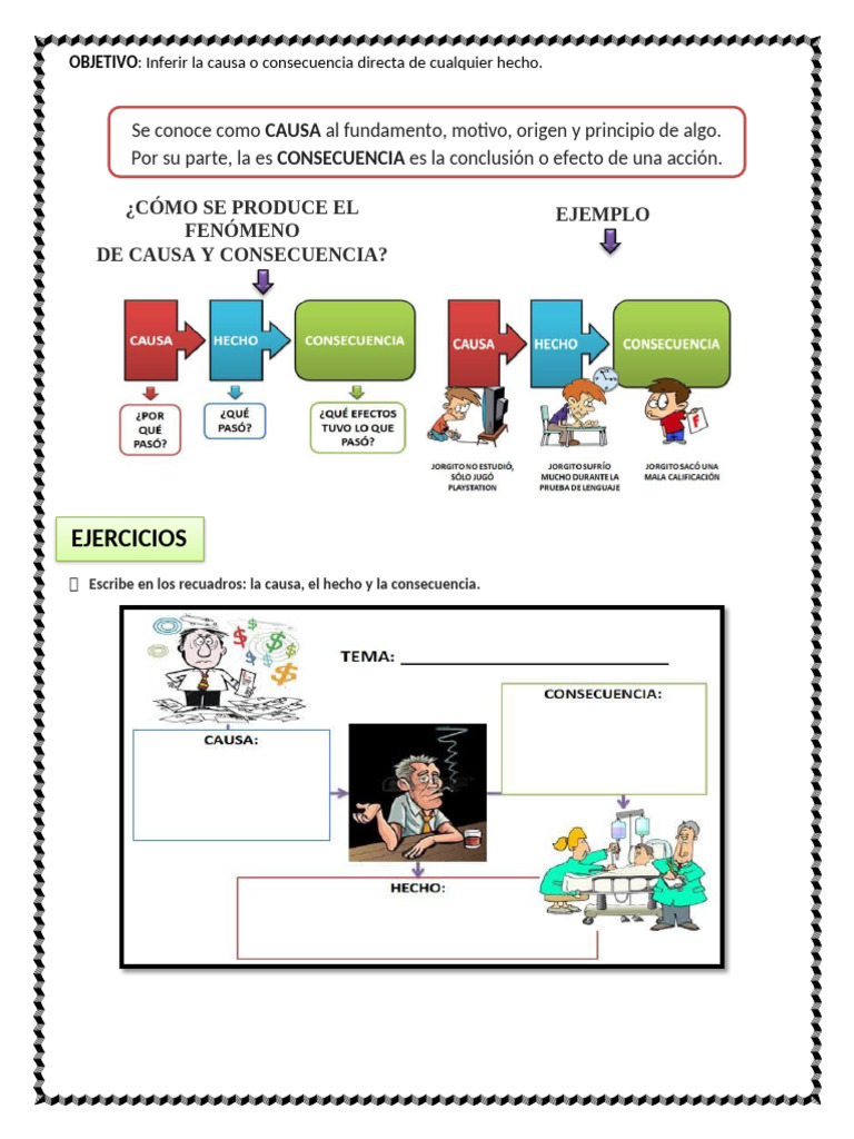 Causa y Consecuencia: Ejercicios Prácticos | PDF