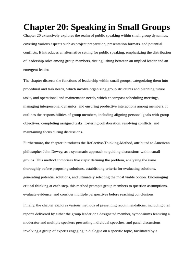 Speaking in Small Groups | PDF