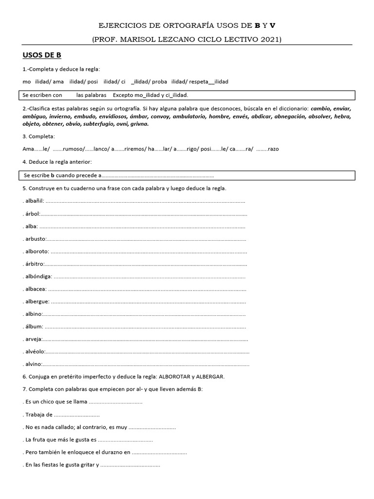 Actividades de Ortografía ISFD B Y V | PDF | Lingüística | Gramática