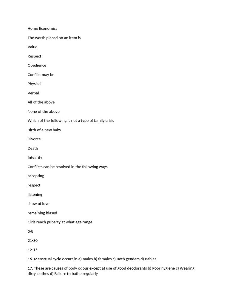 Home Economics | PDF