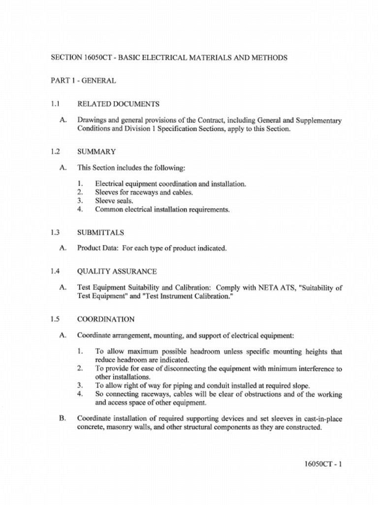 Spec Book Part 11 - Division 16 Specifications | PDF | Electrical ...