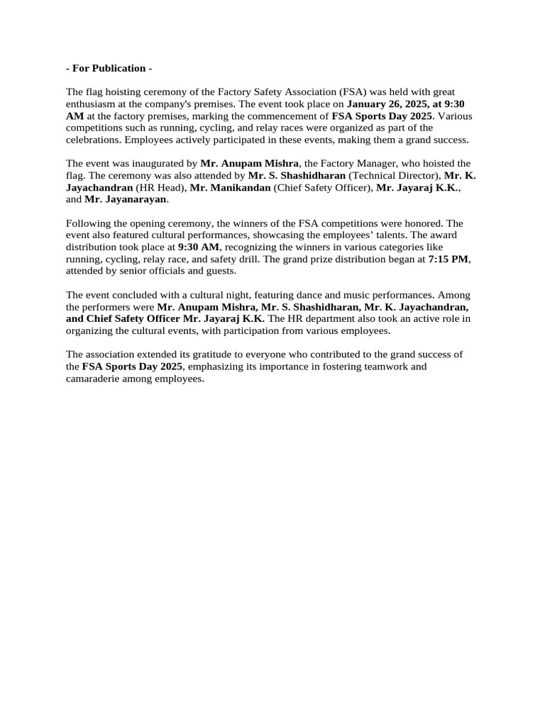 Fsa Day | PDF