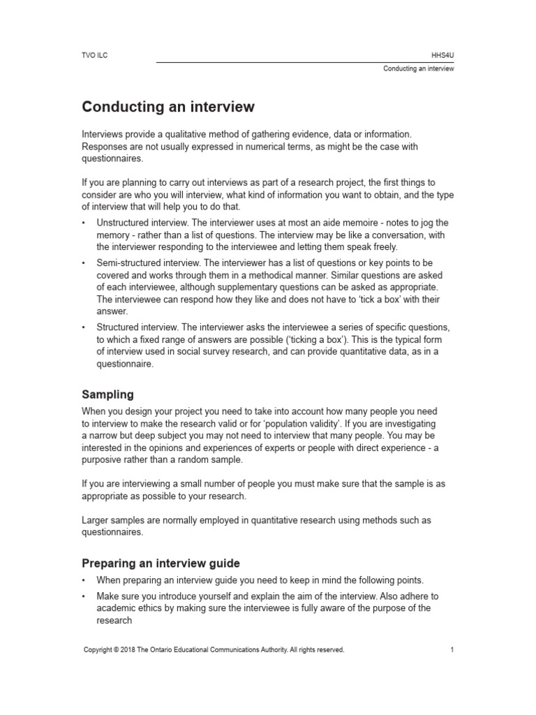 Conducting An Interview Pdf Interview Methodology