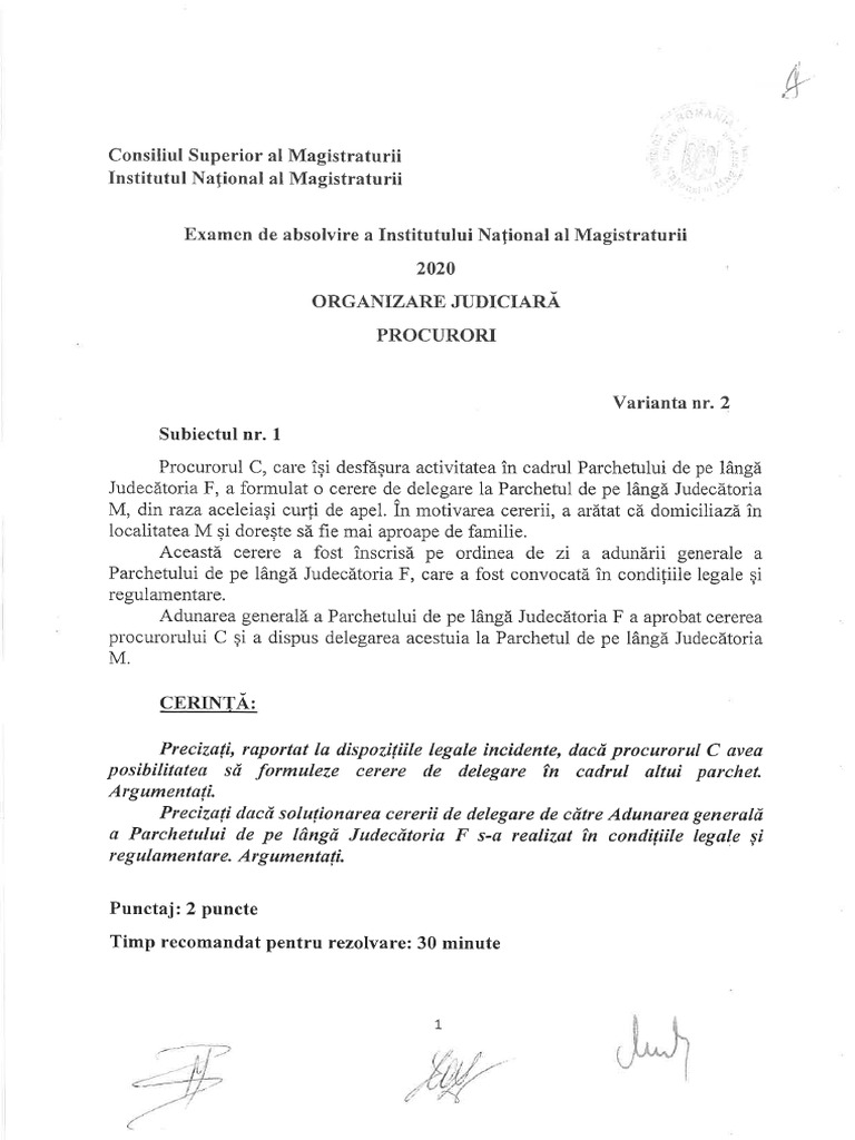 Subiecte Si Barem OJ Proc 16.11.20 | PDF