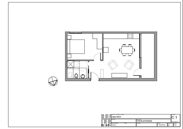 Plano de Casa de 45m2 Amueblada | PDF